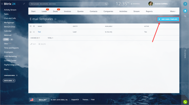 Mẫu email trong Bitrix24 CRM | EQVN – Bitrix24 Support